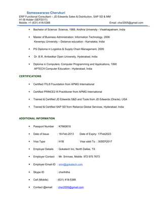 Somesh sales & distribution functional cv | DOC