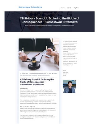 CBI Bribery Scandal: Exploring the Riddle of Consequences – Someshwar Srivastava | PDF