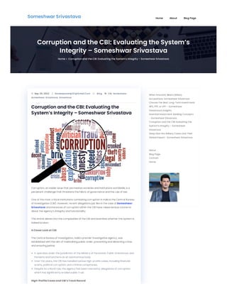 Corruption and the CBI: Evaluating the System’s Integrity – Someshwar Srivastava | PDF
