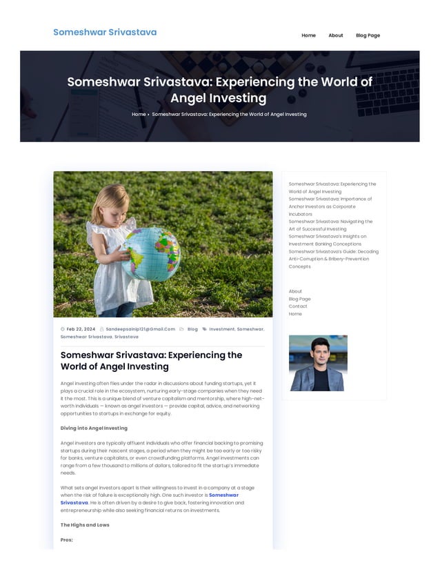 Someshwar Srivastava: Experiencing the World of Angel Investing | PDF