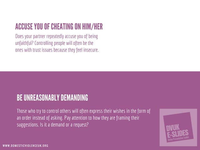 Some Signs Of A Controlling Behaviour | PPT