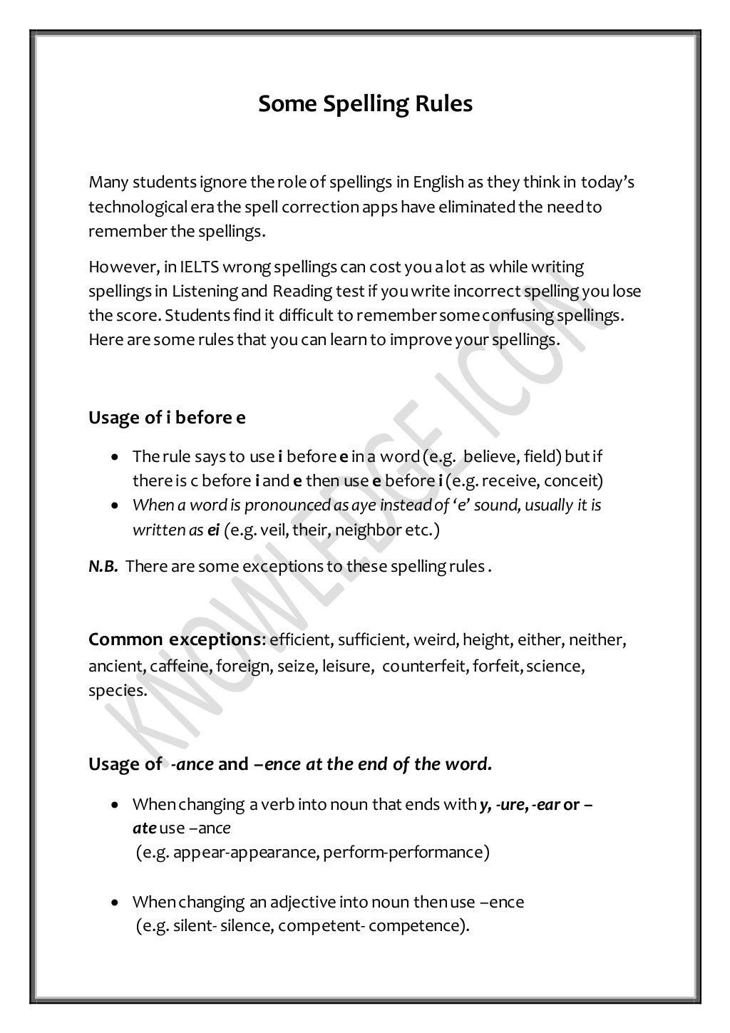Some Spelling Rules IELTS Exam Some Spelling Rules IELTS Exam