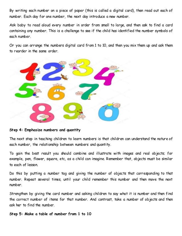 Some steps to teach children learn and count numbers
