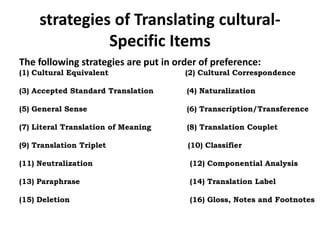 Some strategies of translating culturally bound expressions and words ...