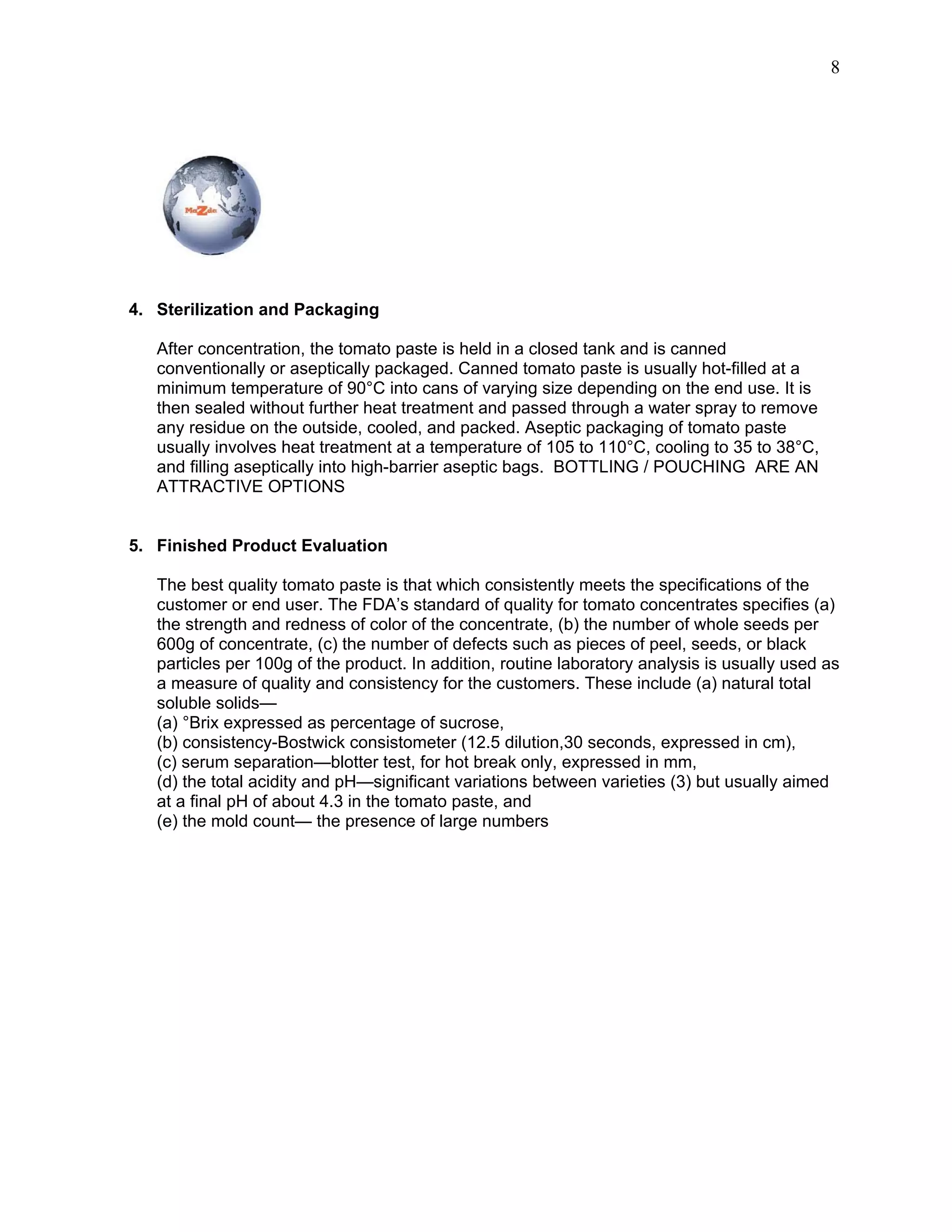 Some technology notes tomato paste projects | PDF