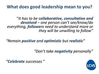 Some thoughts about leadership | PPTX | Career Advice | Careers