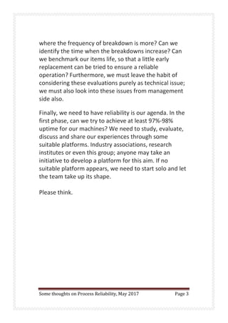 Some thoughts on process reliability | PDF