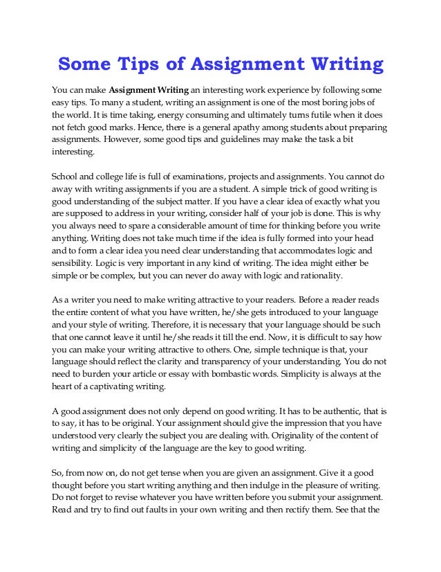 Some tips of assignment writing