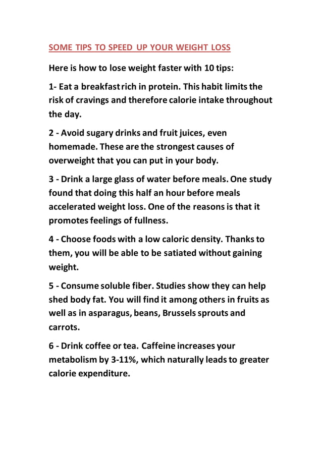 Some tips to speed up your weight loss | PDF