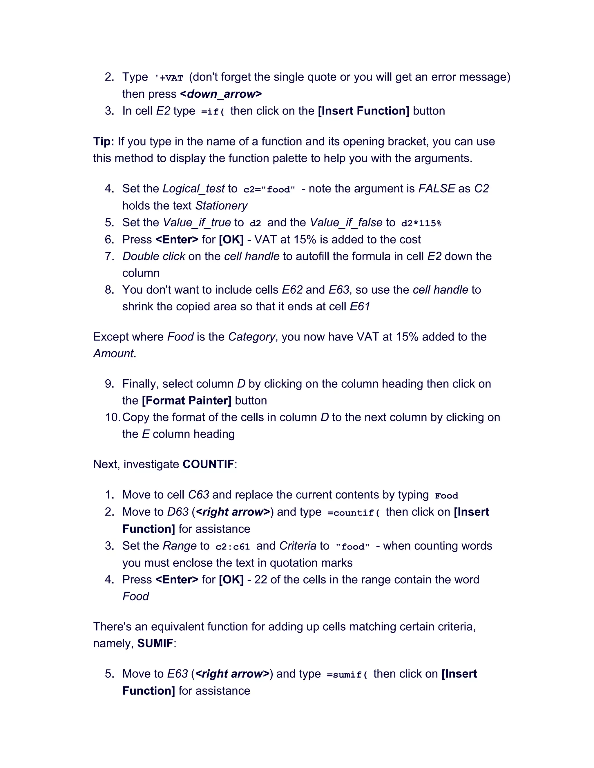 functions_in_microsoft_excel_2003 | PDF