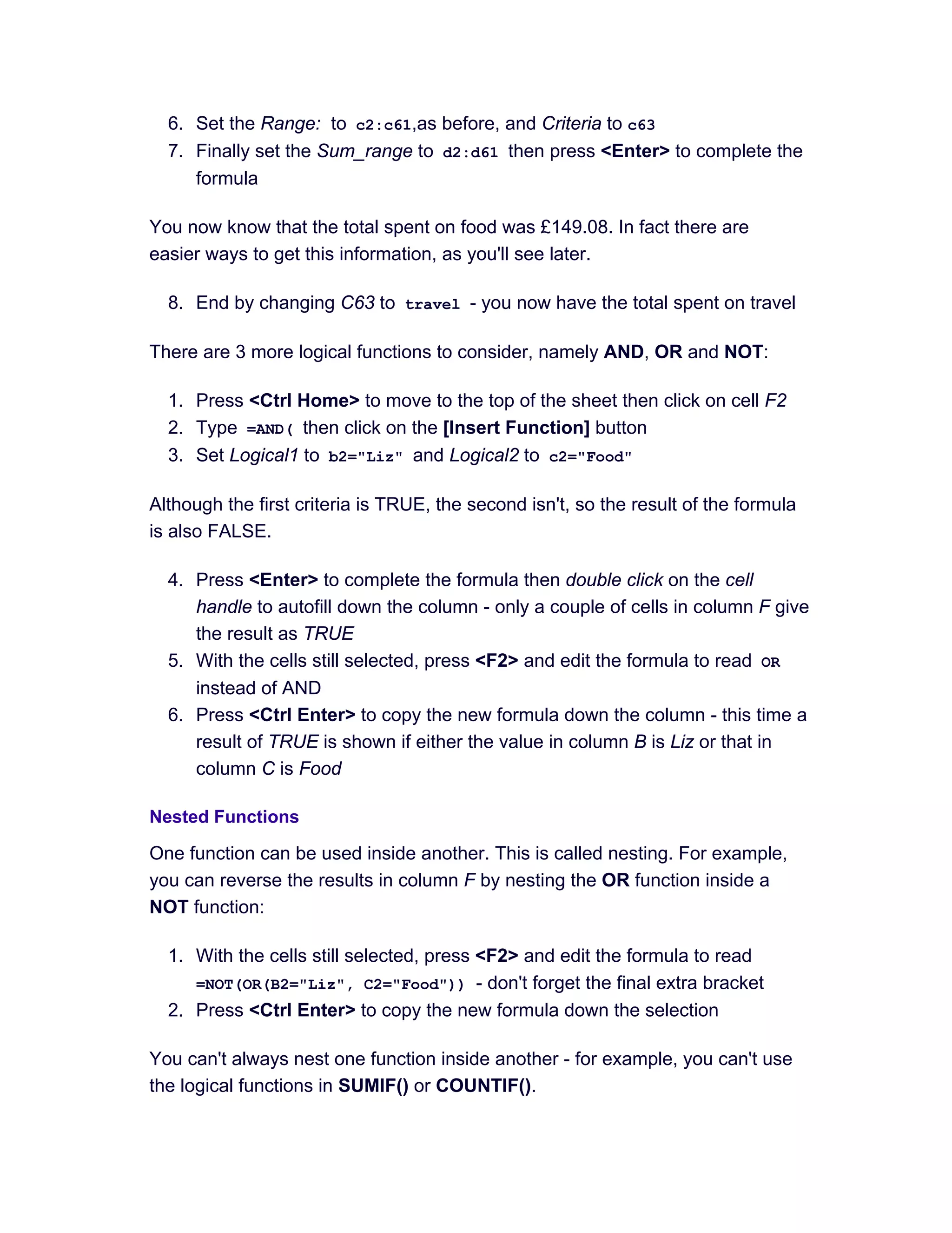 functions_in_microsoft_excel_2003 | PDF