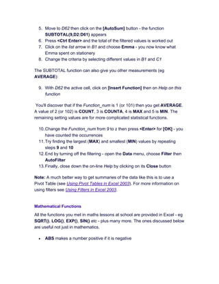 functions_in_microsoft_excel_2003 | PDF