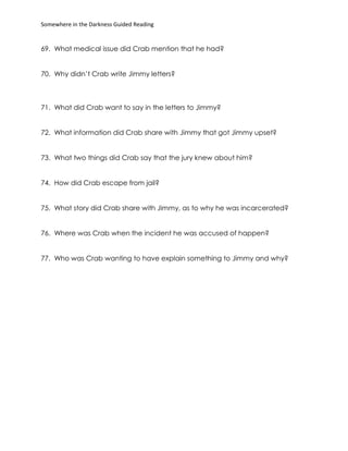 Somewhere in the darkness guided reading questions | DOCX