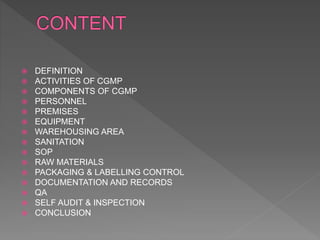 current good manufacturing practise (cgmp) | PPTX
