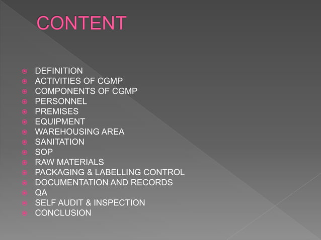 current good manufacturing practise (cgmp) | PPTX | Manufacturing ...