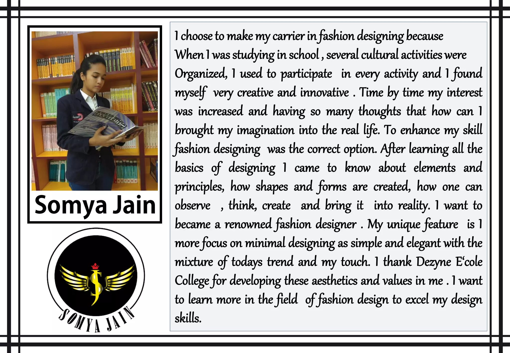 Somya Jain, Diploma Fashion Design Second Year, (How to Design for Fashion Industry Project) | PPT