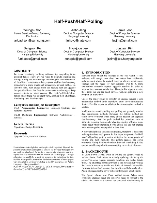 Half-Push/Half-Polling pattern | PDF