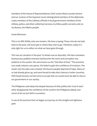 Sona 2014 reaction paper for students | DOCX