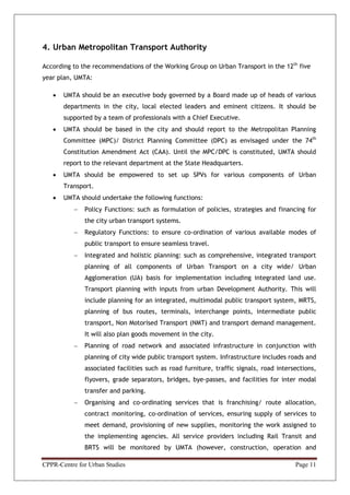 Data Compilation on Urban Metropolitan Transport Authority (UMTA) of ...