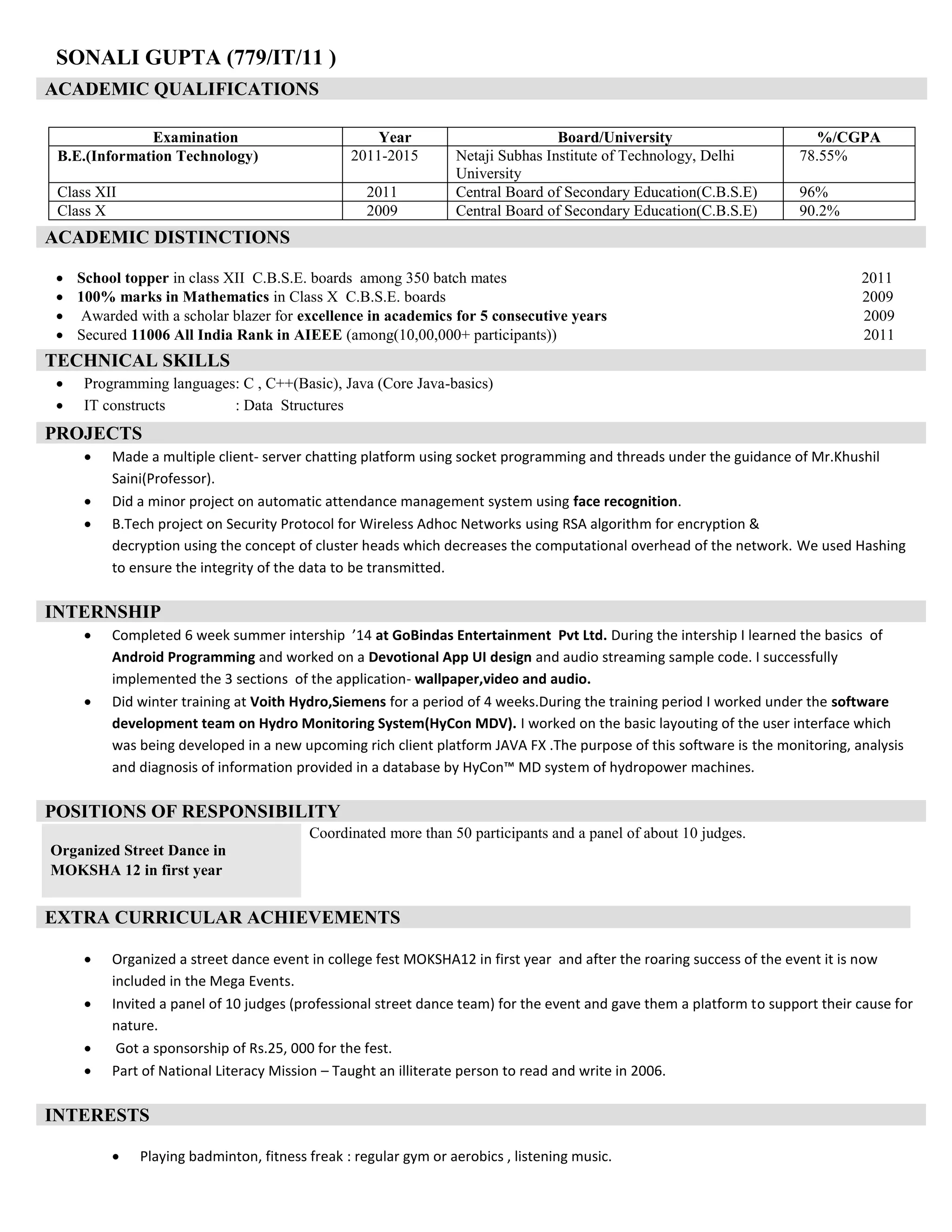 Sonali gupta resume | PDF