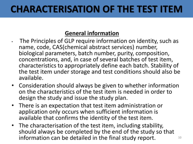 test item characterization of regulatory of toxicological studies | PPT