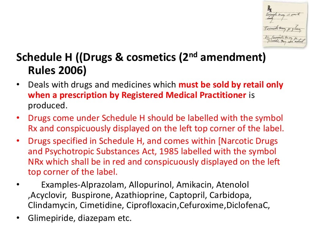 Narcotic Drug Schedule Chart