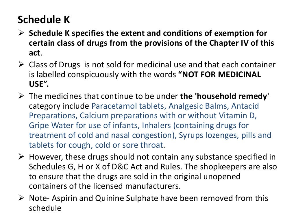 Narcotic Drug Schedule Chart