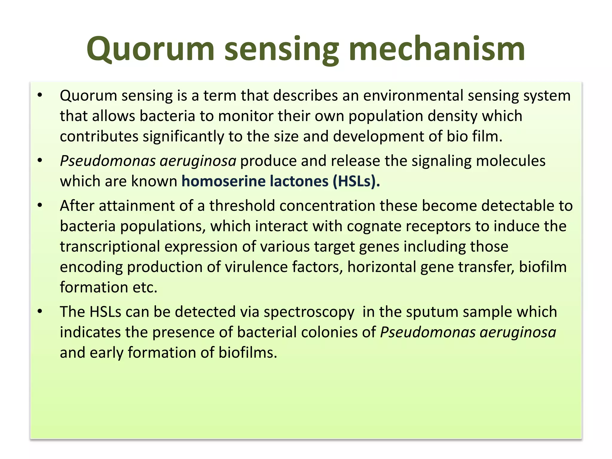 Quorum Sensing in detection of Pseudomonas aeuroginosa biofilms in ...