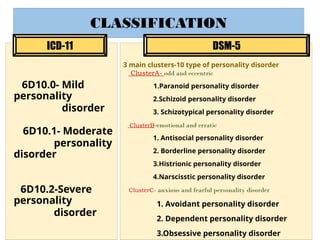 personality disorder and their type and etiology | PPTX