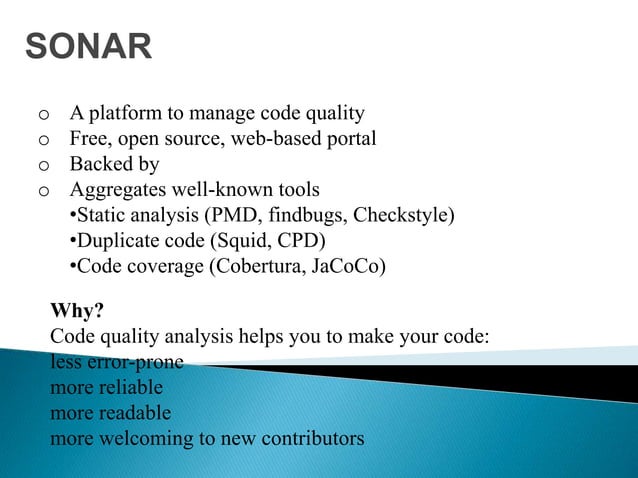 Sonar Tool - JAVA code analysis | PPTX
