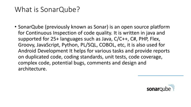 Sonar qube | PPTX | Operating Systems | Computer Software and Applications