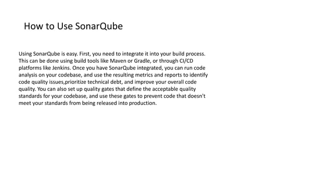 SonarQube Presentation.pptx | Web Development | Internet