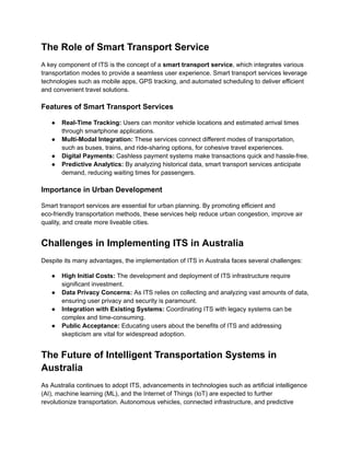 The Rise of Intelligent Transport Systems in Australia | PDF
