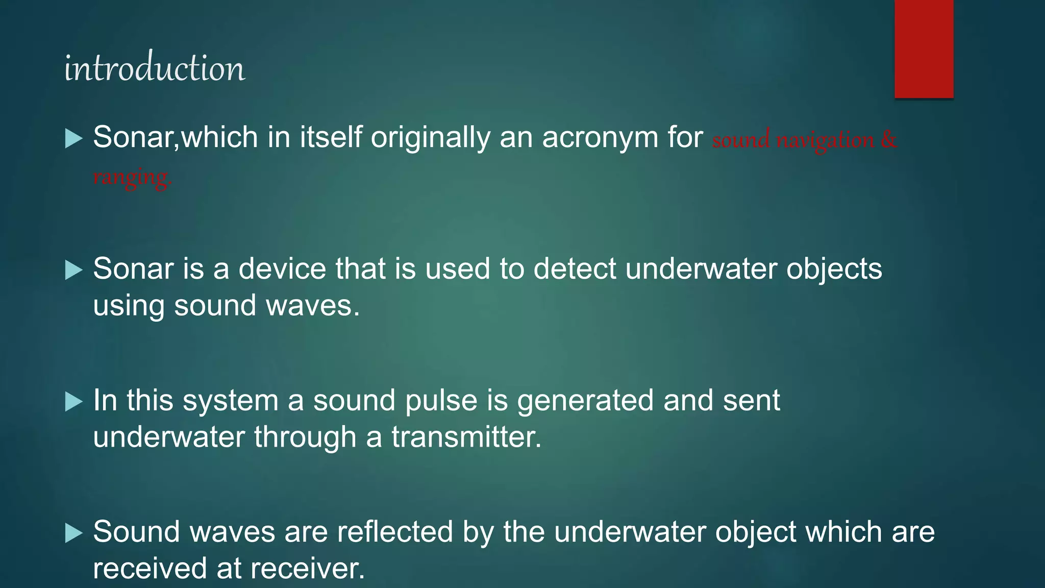 Sonar technology ppt | PPTX