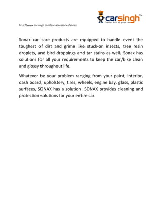 Sonax Car Care and Cleaning Products | PDF