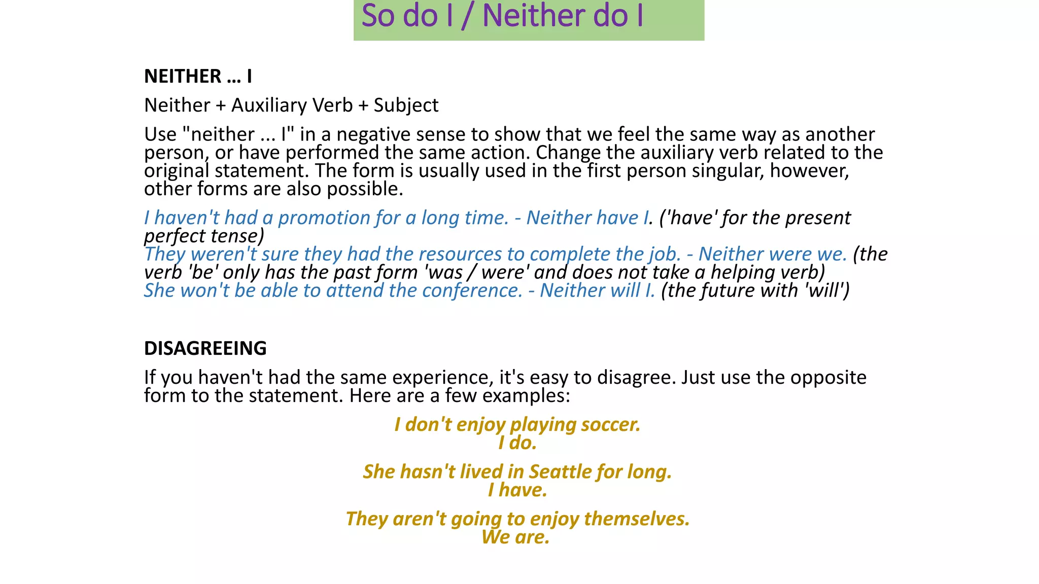 So, neither + auxiliaries | PPTX