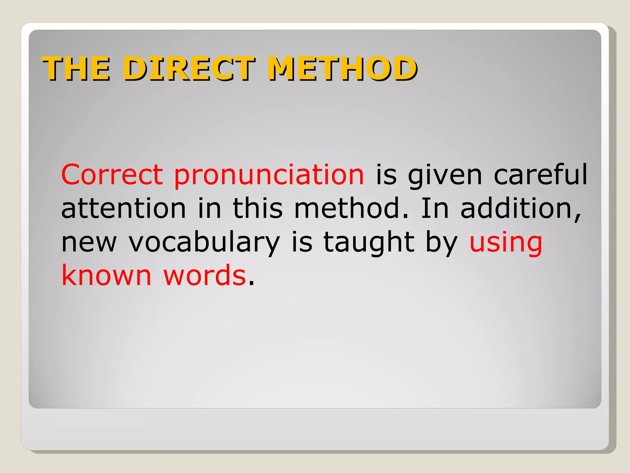 The Direct Method in Language Teaching | PPT