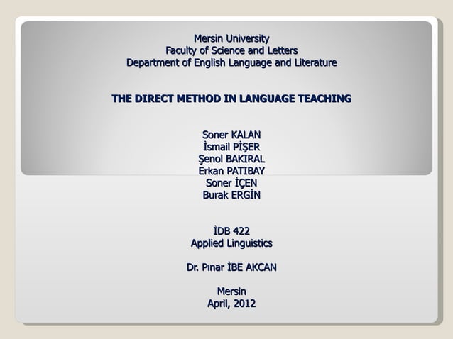 The Direct Method in Language Teaching | PPT