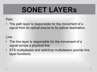 Sonet (synchronous optical networking ) | PPTX