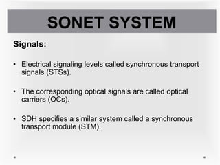 Sonet (synchronous optical networking ) | PPTX