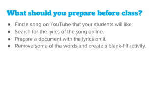 Song Lyrics ESL Listening Activity | PDF | World/International Music ...