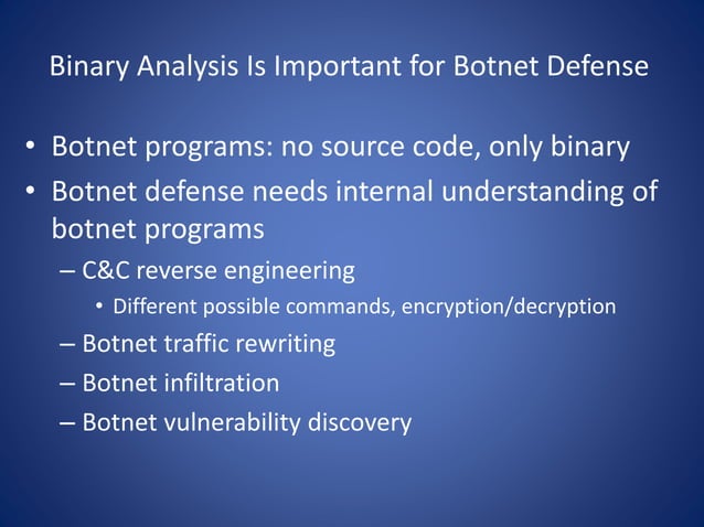 binary analysis for botnet reverse engineering.pptx