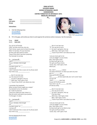 SONG ACTIVITY | PDF