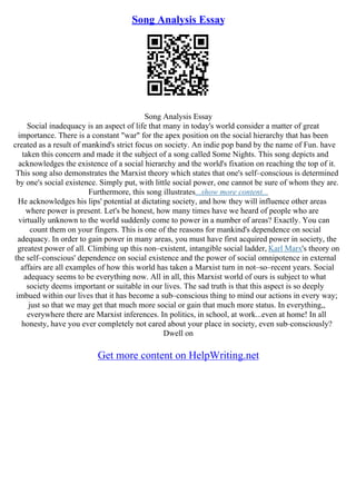 Song Analysis Essay | PDF