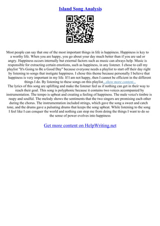 Song Analysis Essay Example | PDF | Hip Hop Music | Music