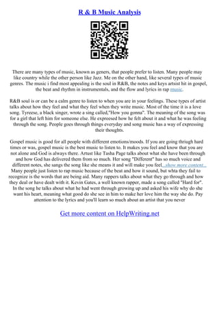 Song Analysis Essay Example | PDF | Hip Hop Music | Music