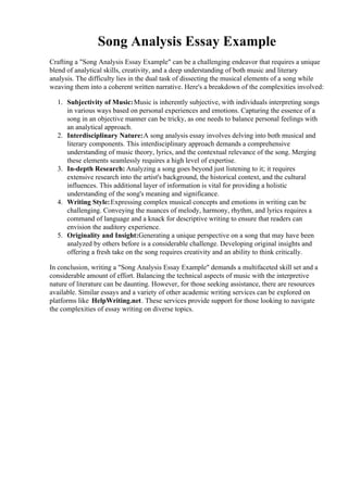 Song Analysis Essay Example | PDF