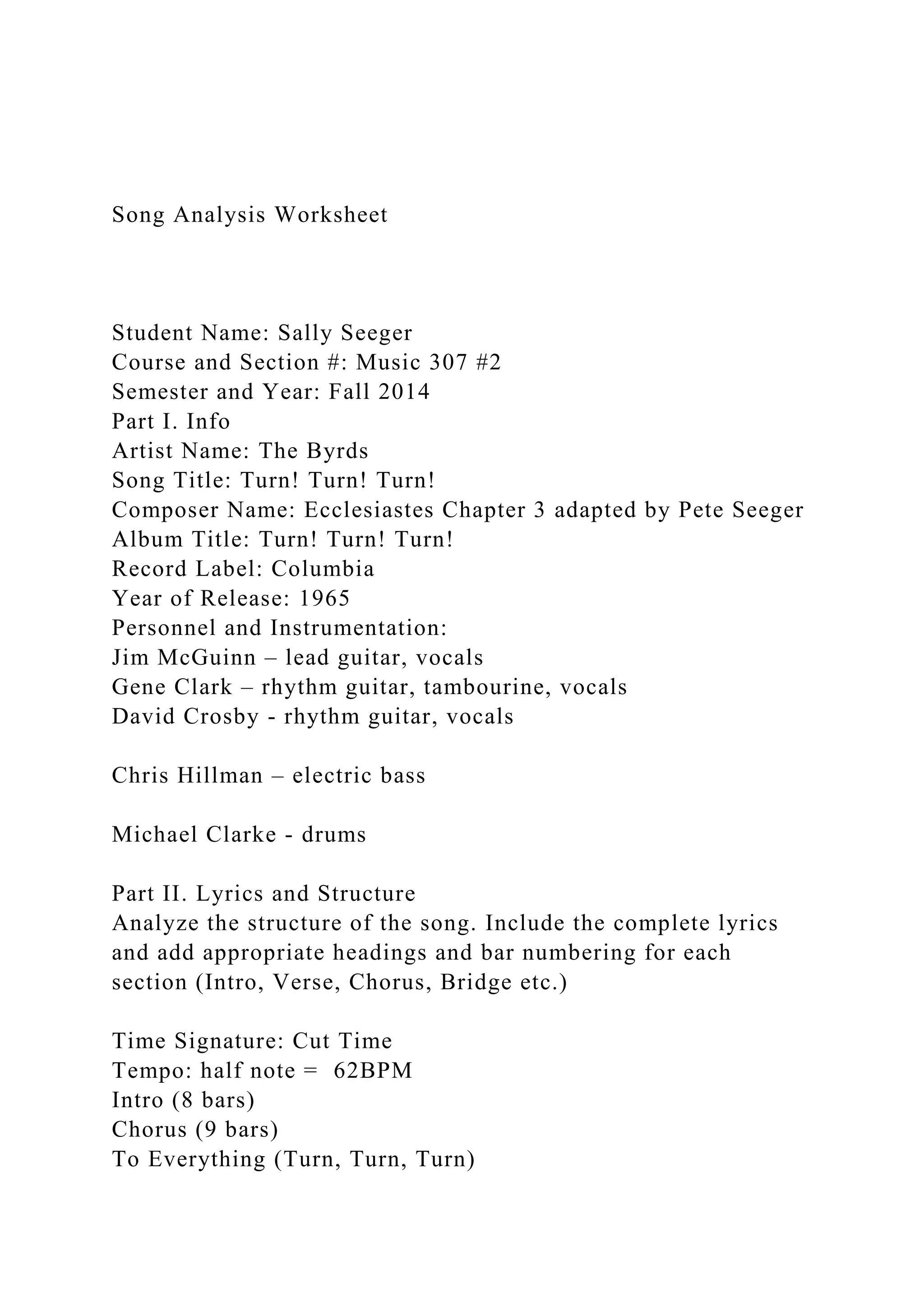 Song Analysis Worksheet Student Name Sally SeegerCour.docx