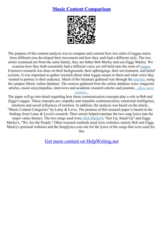 Song Comparison Essay | PDF