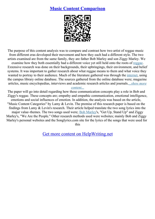 Song Comparison Essay | PDF